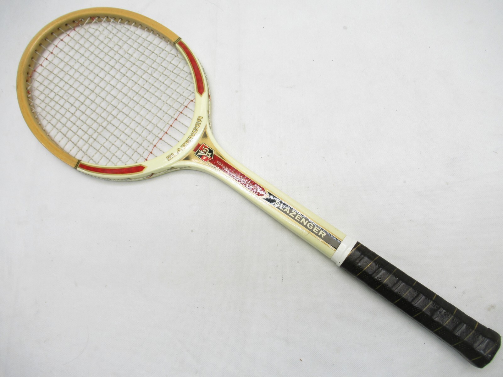 VTG SLAZENGER "VIBRANT INSTANT POWER" WOODEN TENNIS RACQUET. ANTIQUE ...