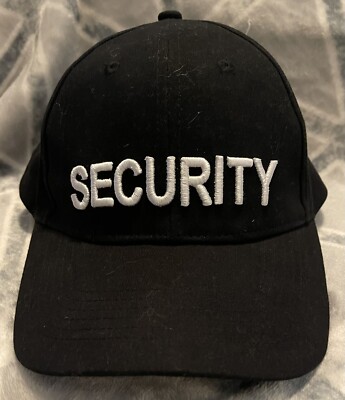 Black Security Cap Adjustable Embroidered Uniform Hat Guard Officer ...