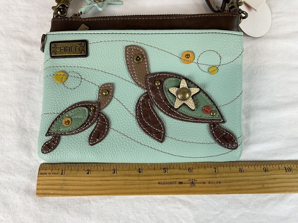 NWT Chala SEA TURTLE Convertible Clutch/Purse/Crossbody Bag Vegan Green ...