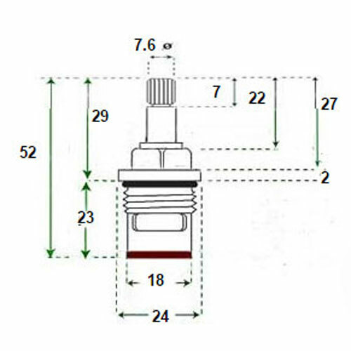 Hot Cold 24 Teeth Spline Tap Cartridges Valves BSP 1/2" 1/4 Turn CC6 ...