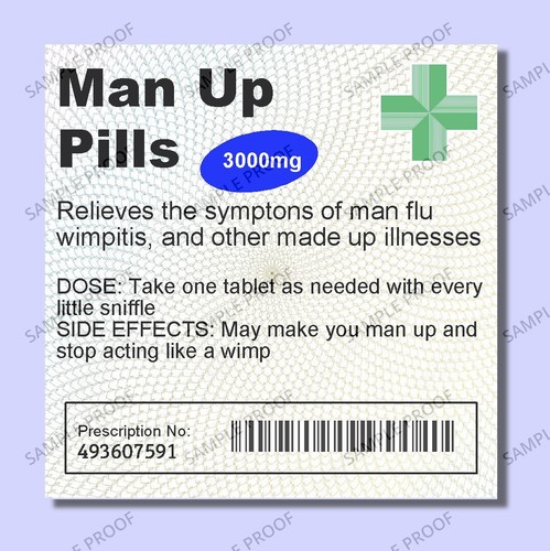 MAN UP PILLS Prescription Label/Sticker - Fun Joke Gift For Husband or ...