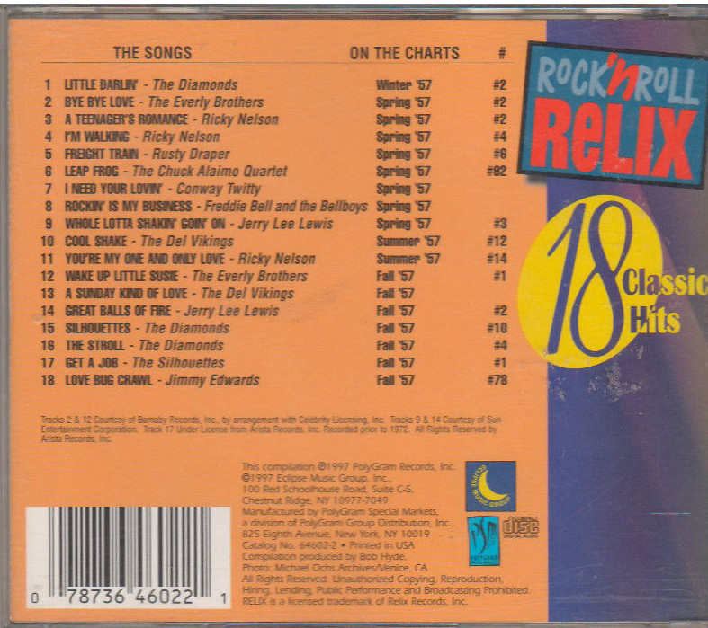 ROCK 'N ROLL RELIX 1957 by Various Artists (CD, 1997, BCI-Eclipse ...