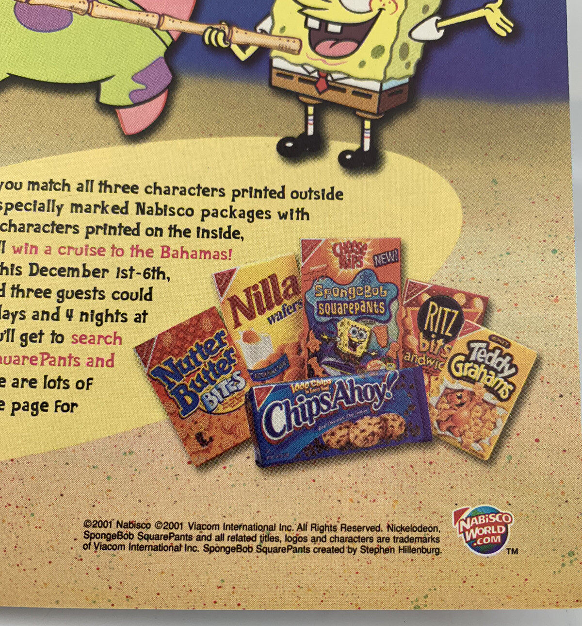 2001 SpongeBob SquarePants Nickelodeon Nabisco Original Print Ad | eBay