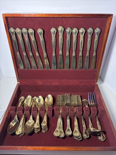 Vintage Godinger Gold Plated Flatware Set W/ Box. 53 Pieces | eBay
