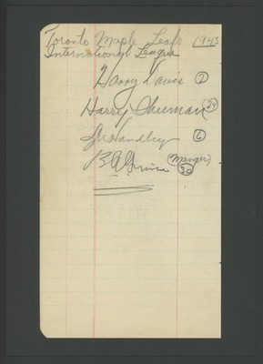 1943 Toronto Maple Leafs (Pirates AA Team) signed page Lee Handley ...