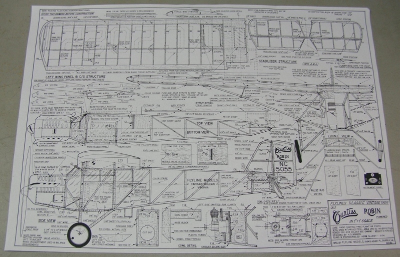 Flyline Model Airplane Plans (RC or FF): Curtiss Robin 1/12 Scale 41 ...