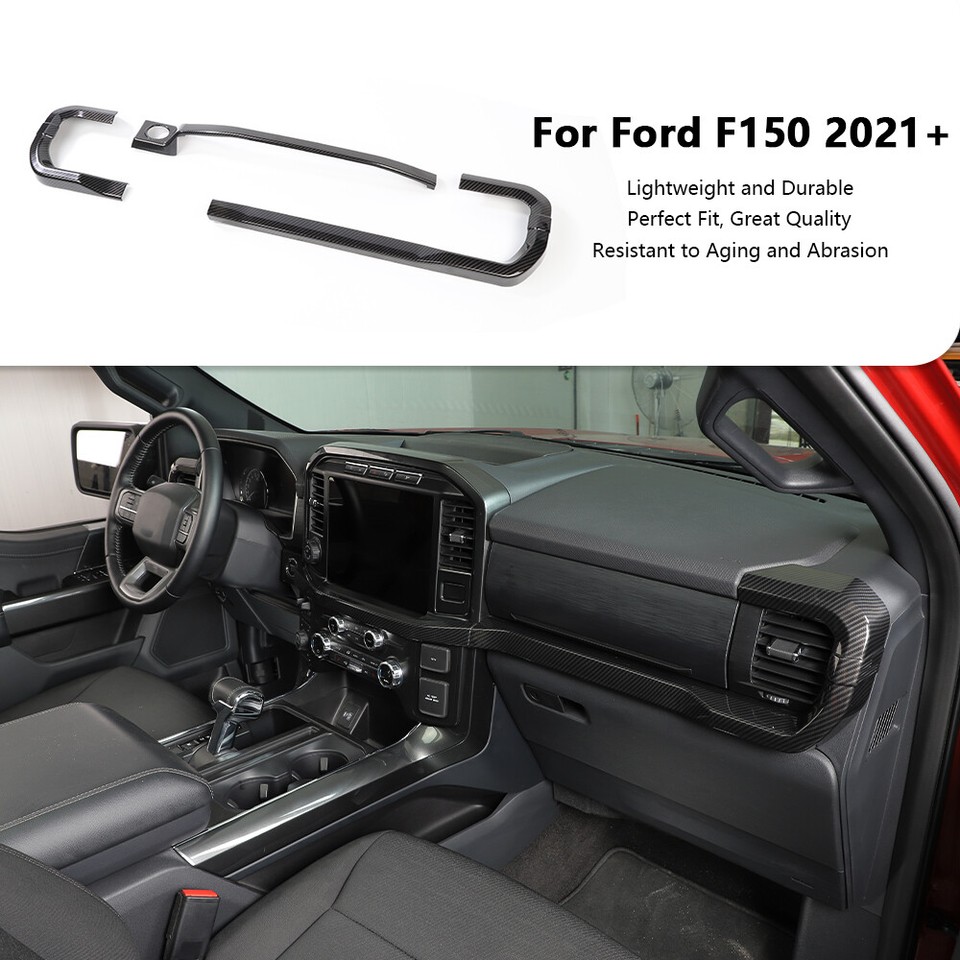 Carbon Fiber Center Console Dash Decor Strips Trim For Ford F150 2021 ...