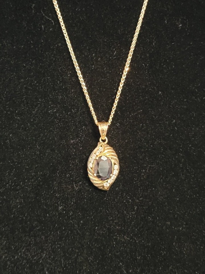 Black Sapphire Diamond Pendant Necklace Marchise-cut 14k Gold 18-Inch ...