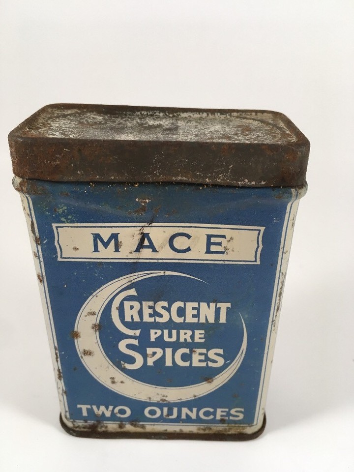 Vintage Crescent Pure Spices Spice Tin Mace 2 Oz. Can with Product ...