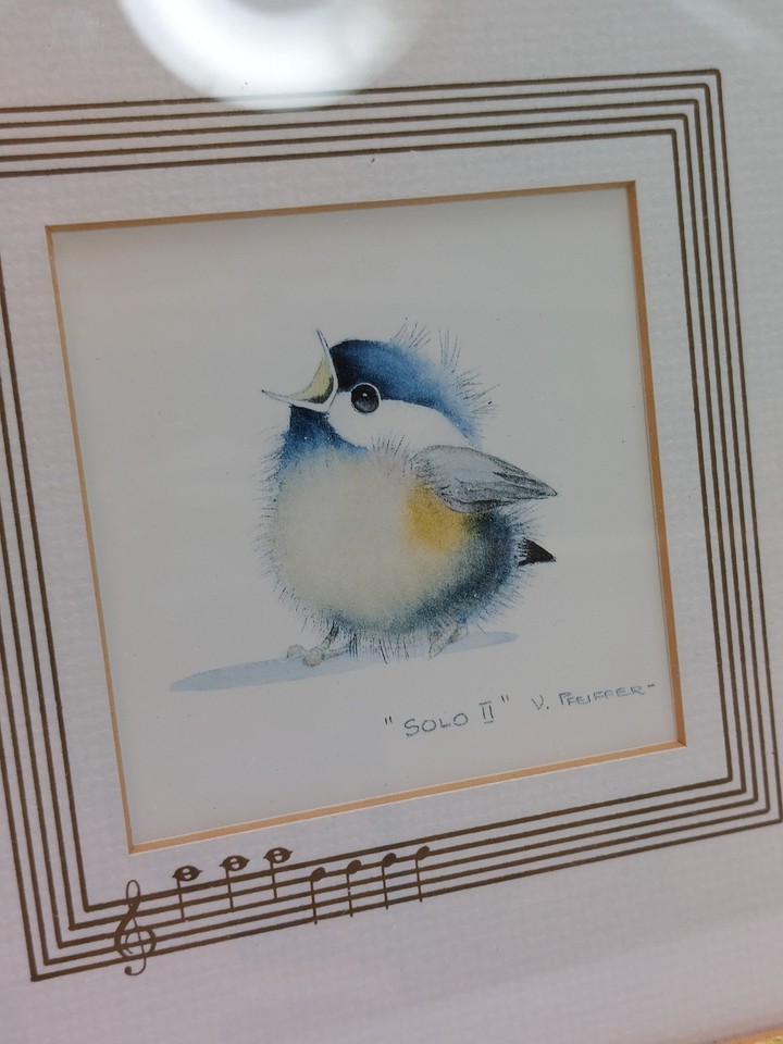Pair of Watercolour Bluetit Framed Art Prints Signed by Valerie ...