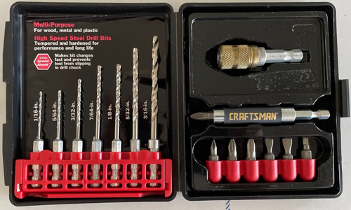 Sears Craftsman High Speed Lok Drill Bit Set with Case 1/4" Speed-Shank ...