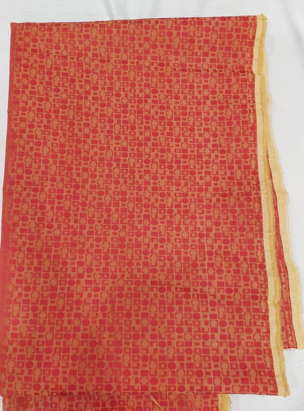 architex drapery fabric red and gold geometric 84 x 56 | eBay