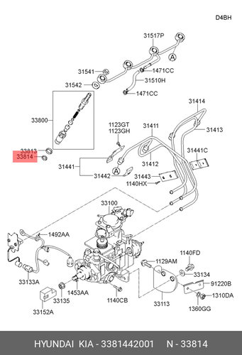 Genuine OE Seal Ring Injector Nozzle Metal 3381442001 For Kia 33814 ...