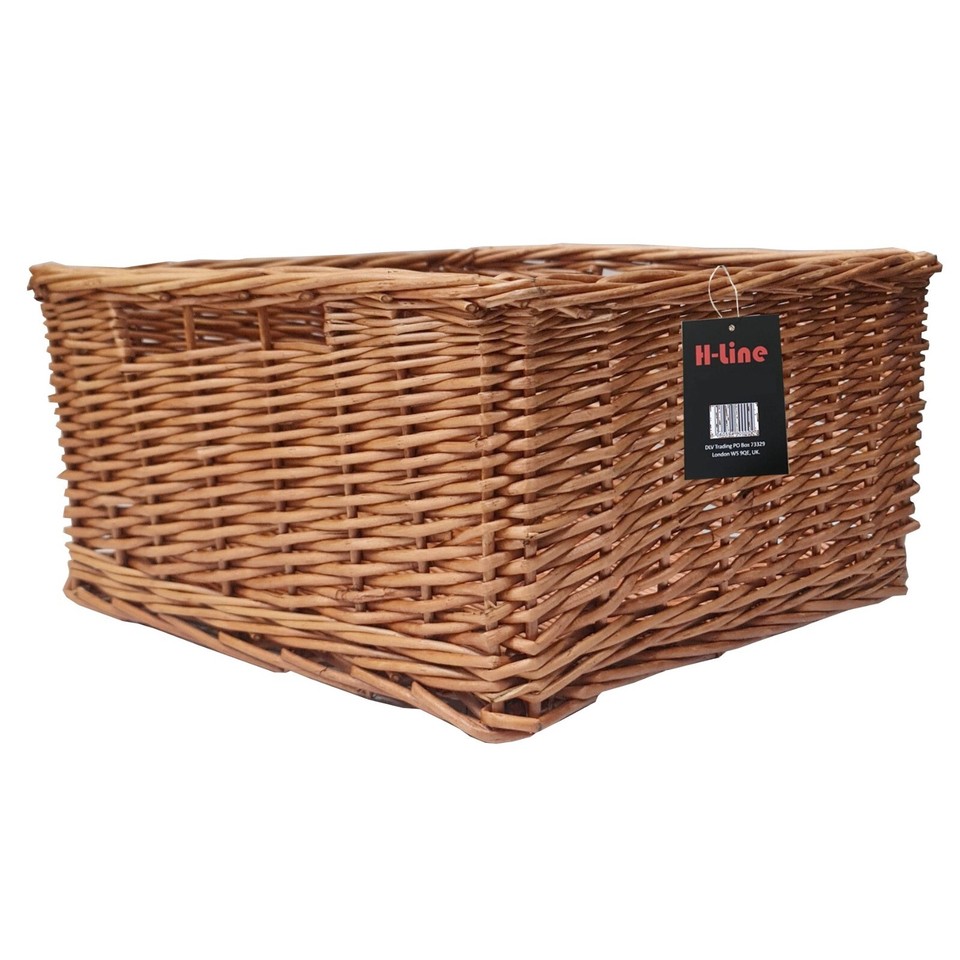 Large Square Wicker Storage Basket Xmas Hamper Rattan Shelf Unit ...
