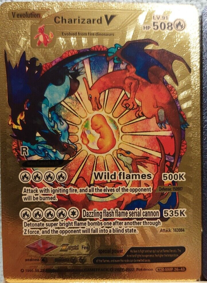 CHARIZARD V SMP26-43 GOLD/BLACK/SILVER fanart CARDS | eBay