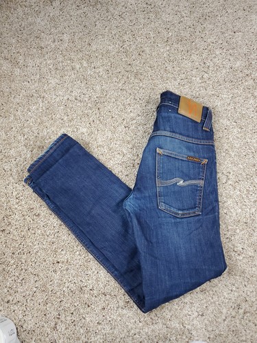 Nudie Thin Finn Jeans 29x30 Mens Blue Slim Fit Straight Leg Stretch ...