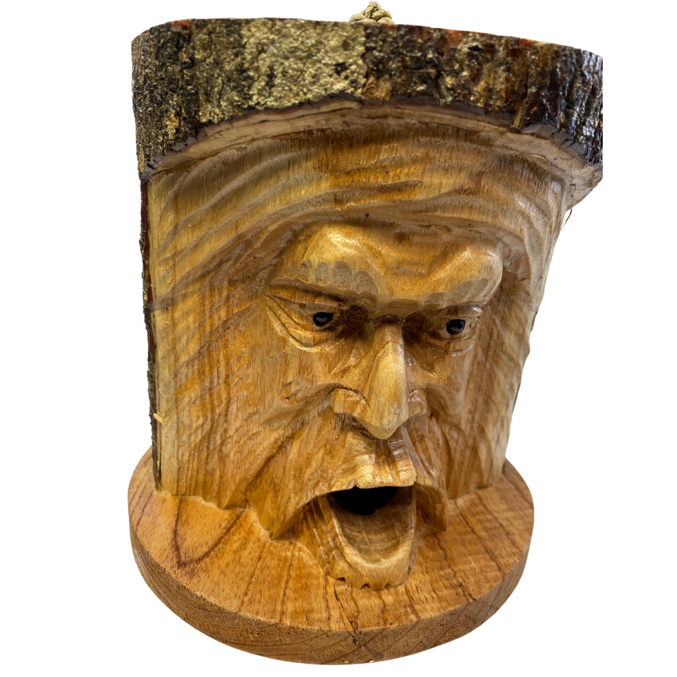 Tree Spirit Birdhouse Wizard rustic Hand Carved Wood Bird house Bali ...