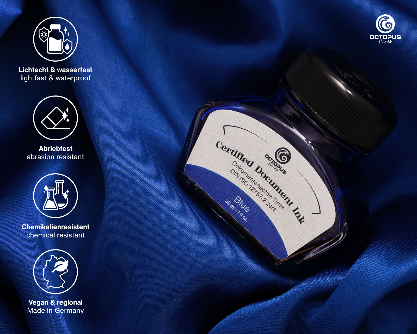 Document Ink blue, dokumentenechte Tinte, DIN ISO 12757-2 zertifiziert ...
