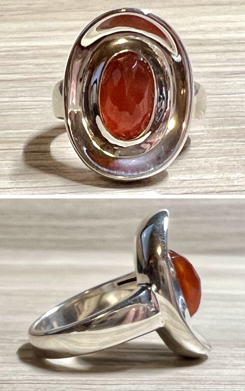 Designer Signed RLM Studio Sterling Silver Orange Carnelian Puddle Ring ...
