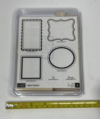 Stampin Up Label Classics Set 6 Rubber Stamps Frames Retired 2005 Gift ...
