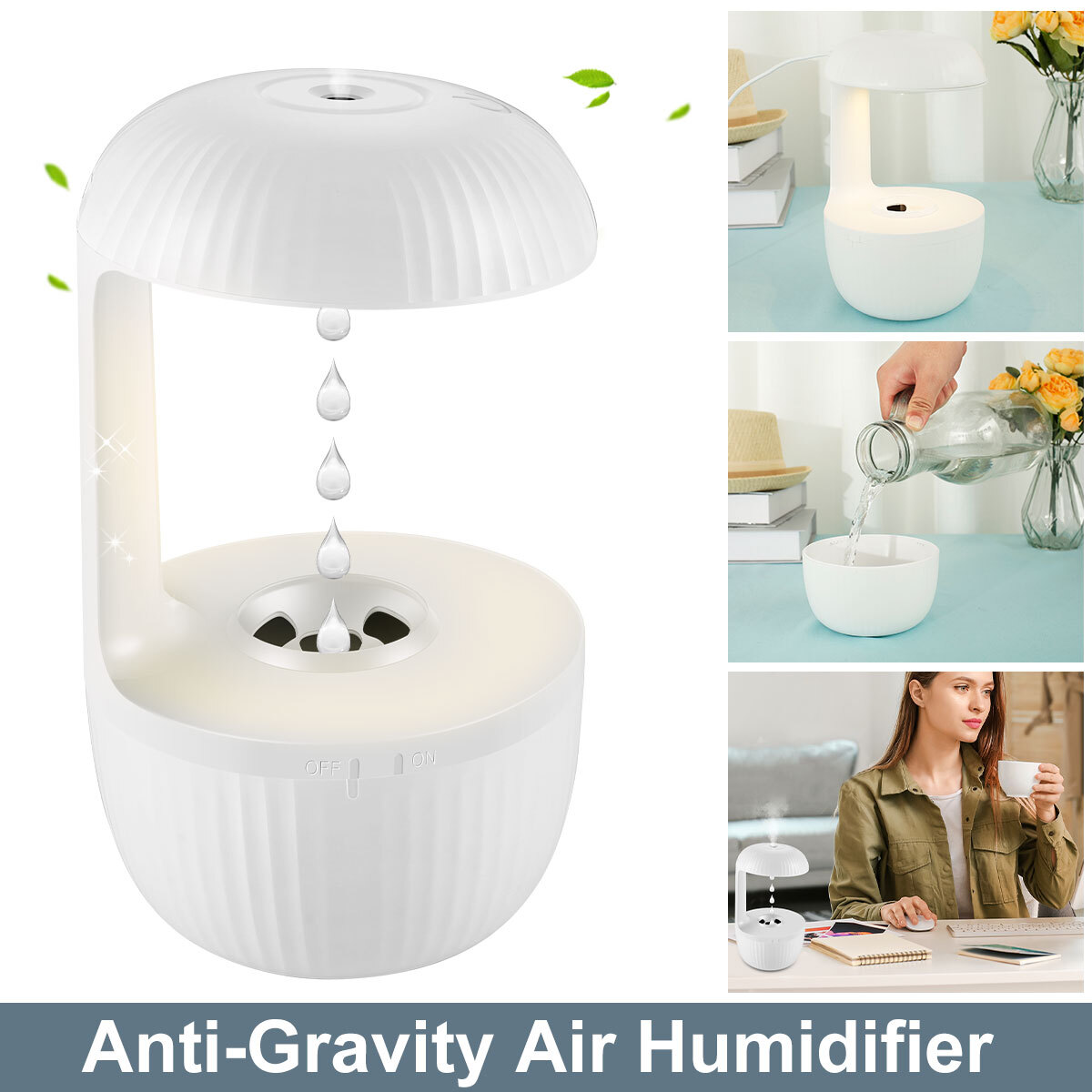 500ml Anti-gravity Air Humidifier USB Powered Aroma Diffuser Protection ...