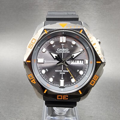 Casio Illuminator Dive Watch Men 44mm Gray Dial Steel Date Round New ...