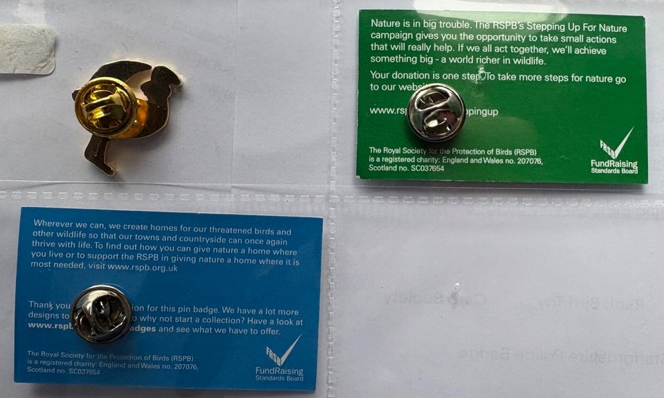 RSPB pin badges - 3 Great Bustard badges incl GB Group badge | eBay