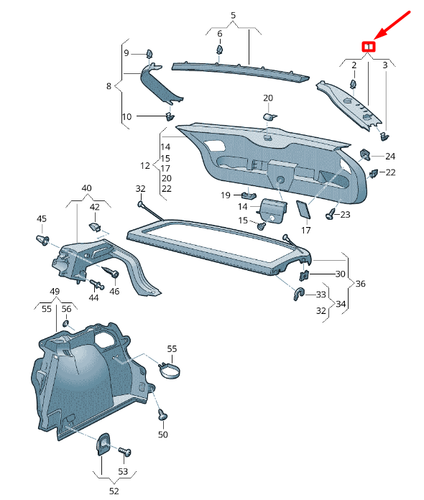NEW VOLKSWAGEN T-ROC A11 REAR LEFT LID UPPER TRIM PANEL 2GA86770382V NO ...