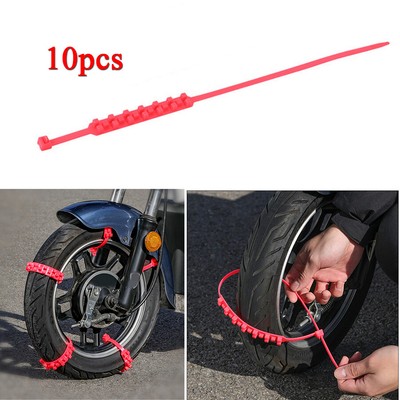 10x Red Motorcycle Scooter Wheel Tire Snow Chains Winter Road Safety ...