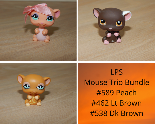 LPS Mouse Trio Bundle #589 Peach #462 Lt Brown #538 Dk Brown | eBay