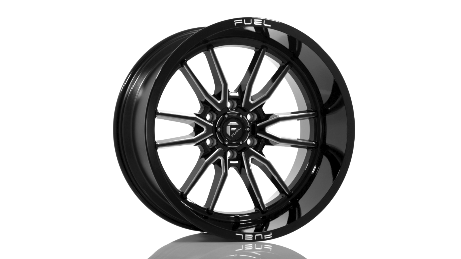 Set 4 Fuel D761 Clash 20x10 8x180 Gloss Black Milled Wheels 20" -18mm ...