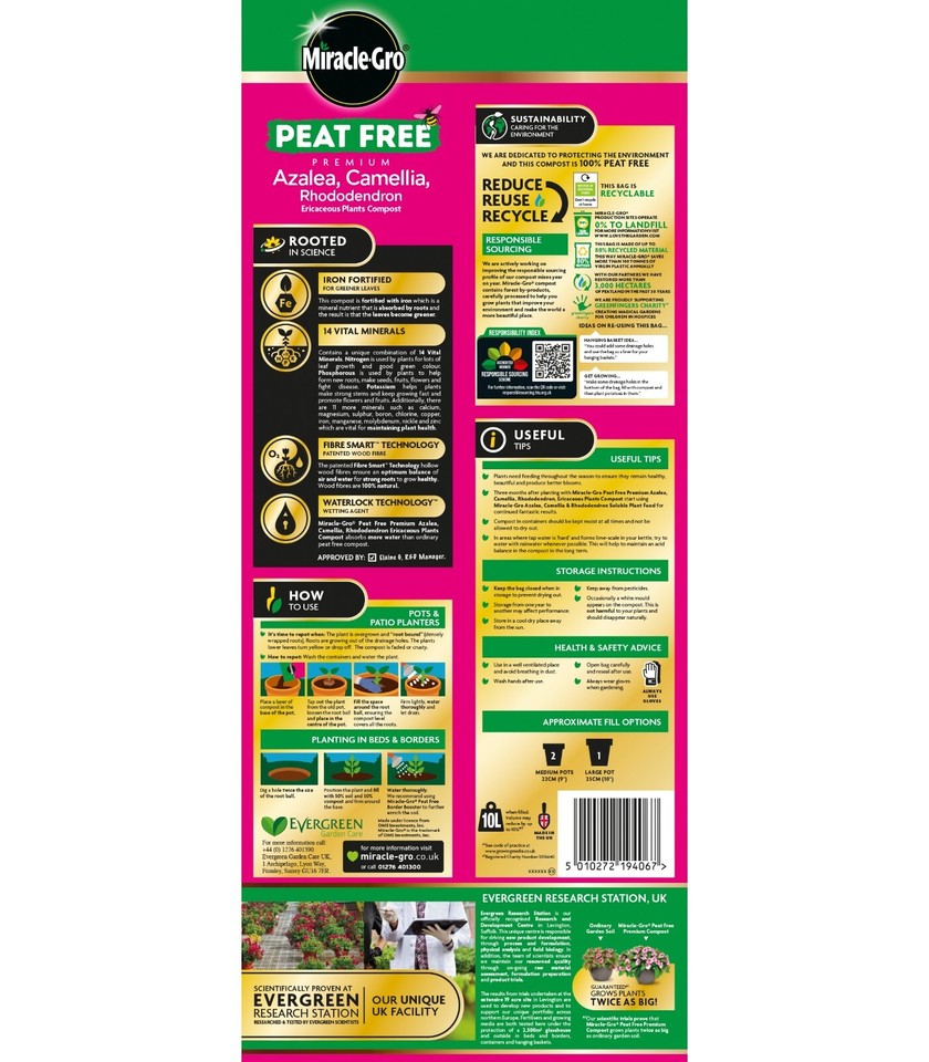 ERICACEOUS COMPOST 10L 25L 50L AZALEAS CAMELLIA PLANTING POTTING MIX ...