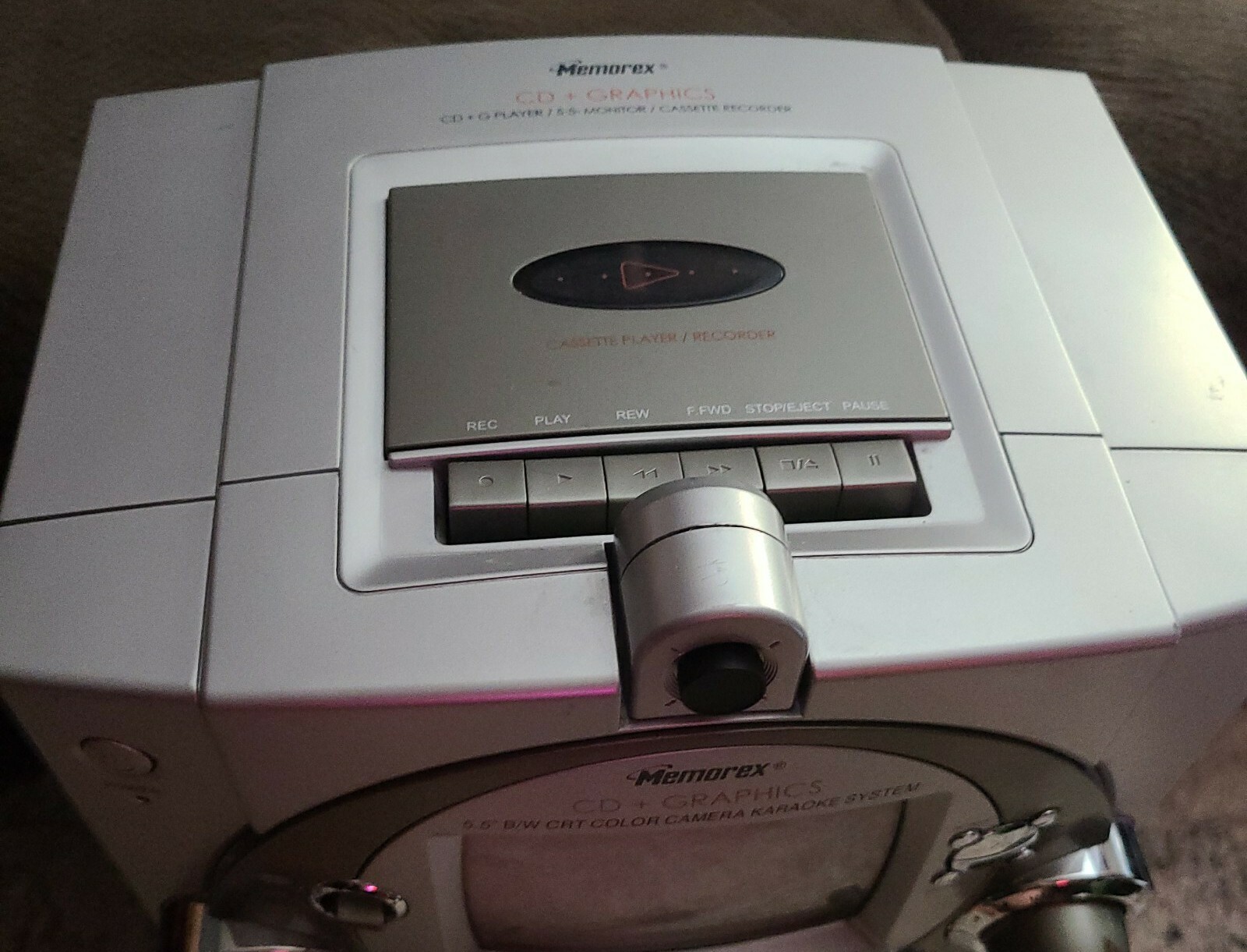 Memorex MKS8580 CD-G Cassette Tape 5.5'' B/W CRT Camera Karaoke System ...