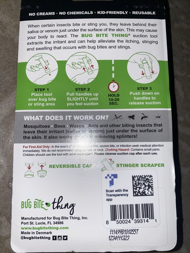 NEW Bug Bite Thing SUCTION TOOL Bites Bee Wasp Stings Natural Insect ...