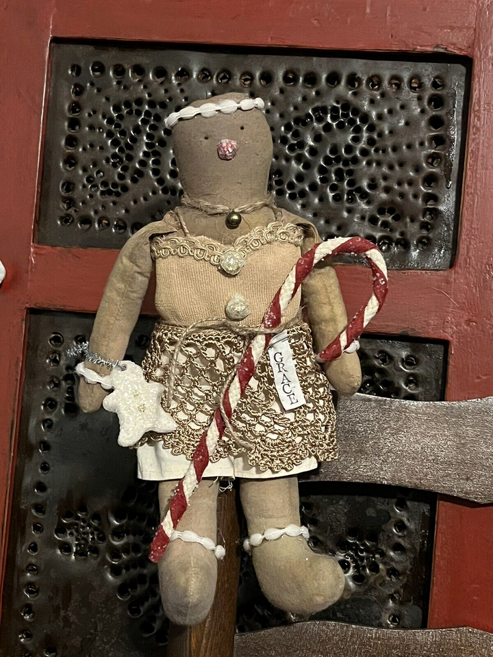 GP Grubby Primitive Snowman Country Farm Rag Doll w Valentine Heart ...