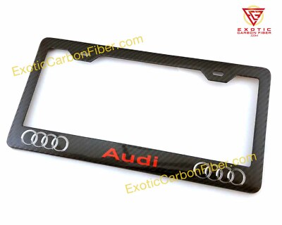 Audi Red Text W/Silver Rings LowerCarbon Fiber license Plate Frame *Top ...