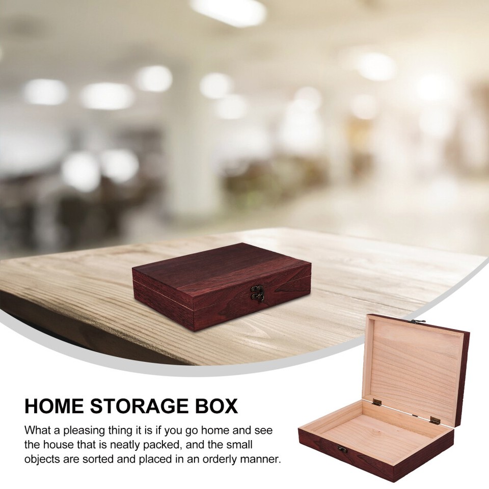 Wooden Storage Box Chest Vintage Lockable Memory Keepsake Box Organizer ...