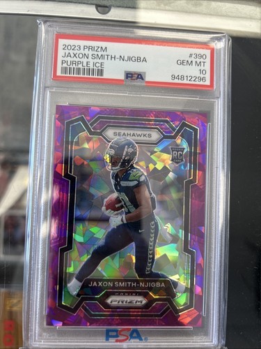 2023 Panini Prizm #390 Jaxon Smith-Njigba Purple Ice Rookie #/225 PSA ...