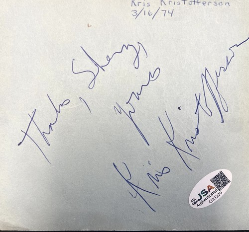 KRIS KRISTOFFERSON Hand Signed Autograph Cut JSA Authentic Died 2024 ...