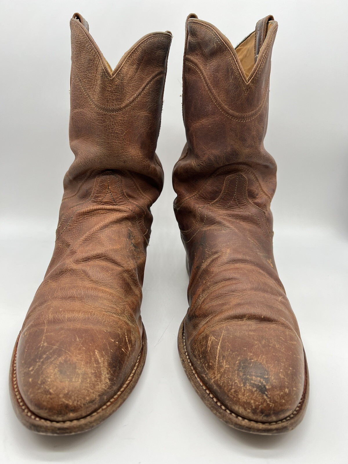 Preown TECOVAS THE EARL Roper Boot Calfskin Leather Men Sz 10 EE Scotch ...