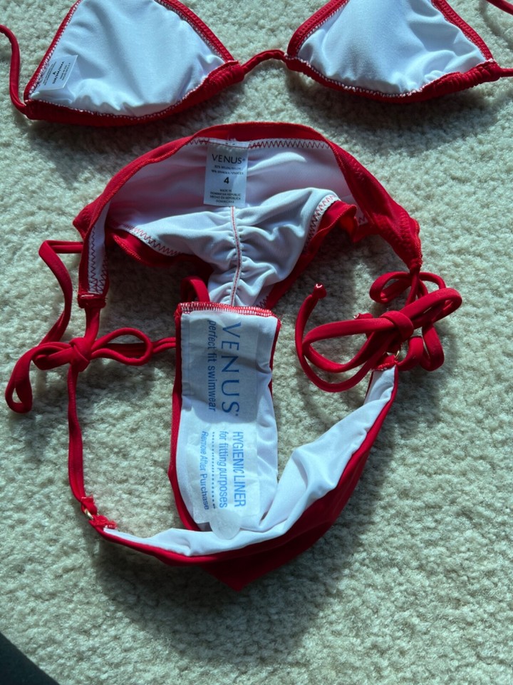 Venus Swim Red Triangle Top + String Bikini Bottom, Top 32B/34A, Bottom ...