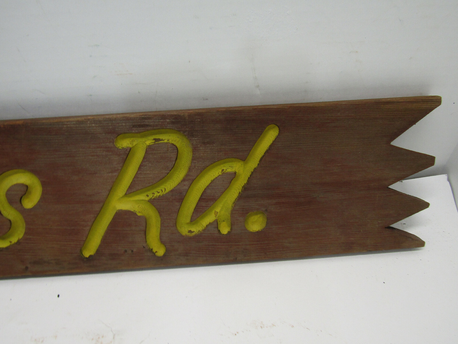 VINTAGE CARVED WOOD-WOODEN DOUBLE SIDED ROAD SIGN STREET WALLINGS RD ...