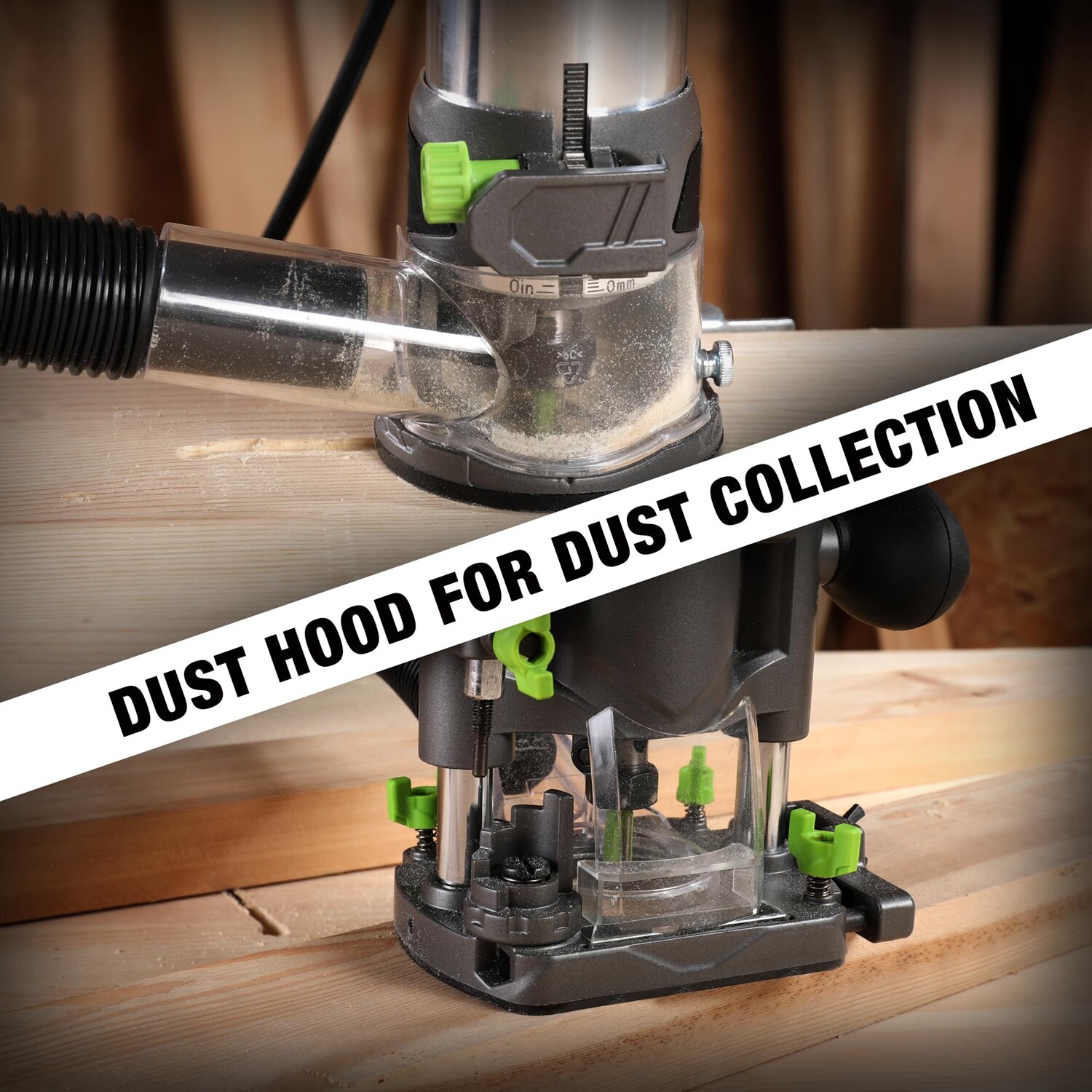 WORKPRO Compact Router Combo Kit 6.5 Amp Compact Router Fixed Base ...