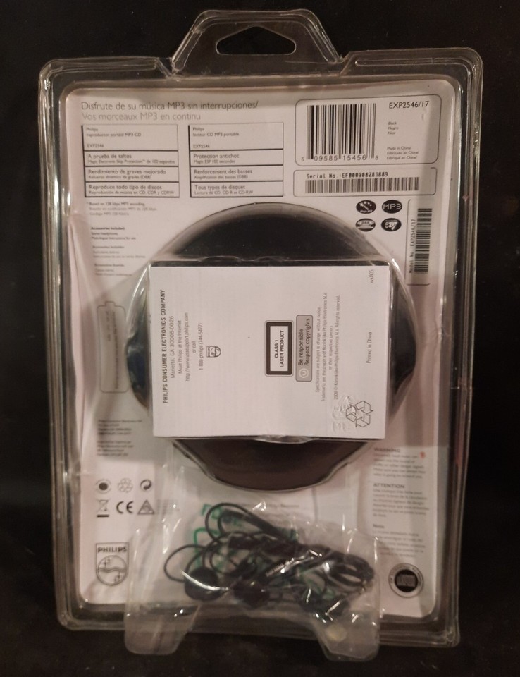 Philips EXP2546 Portable CD MP3 Player 100 Seconds Magic ESP **READ ...
