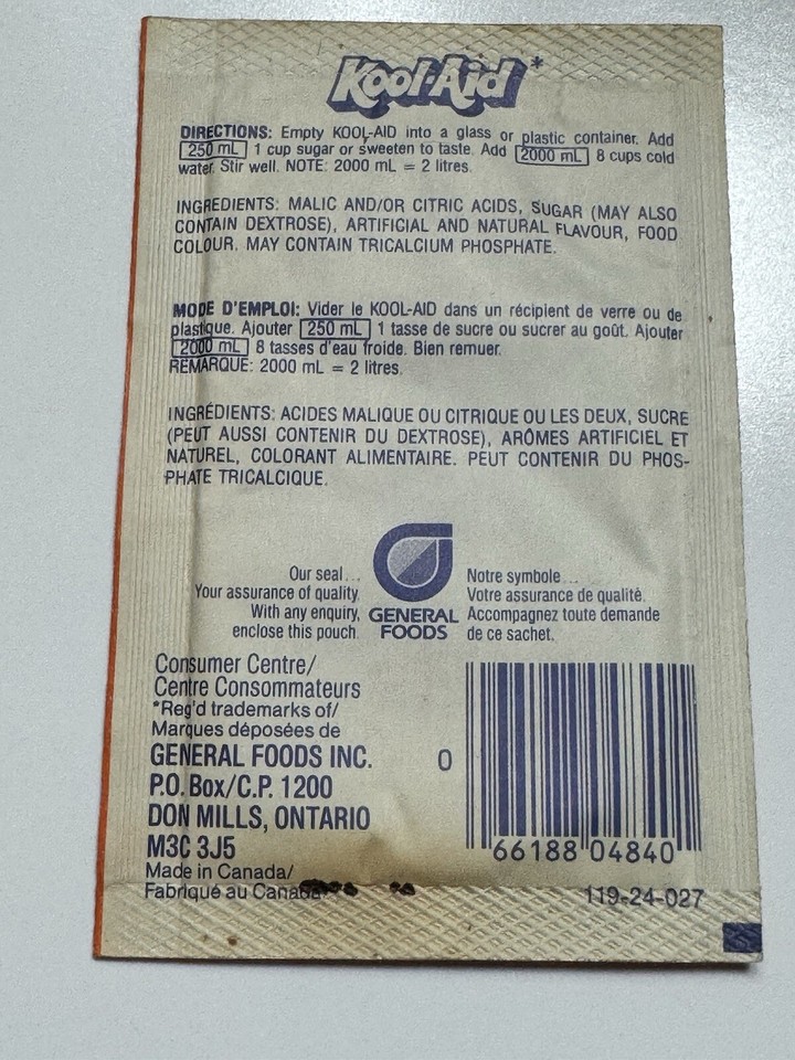 Vintage 80s Kool-Aid Orange Flavor Canadian Packet NOS | eBay