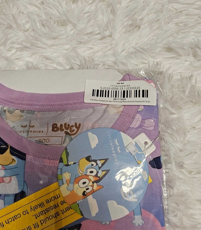 Little Sleepies BLUEY PURPLE SLEEPYTIME Two Piece Pajamas SIZE 9/10 NIB ...