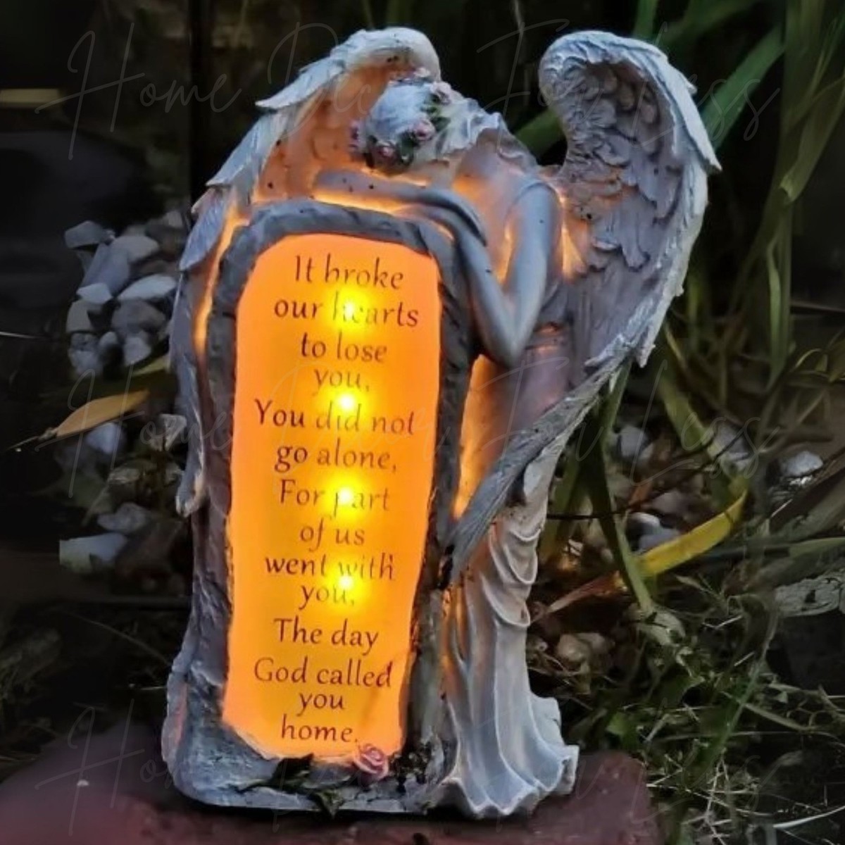 Weeping Angel Solar Memorial Grave Stone Statue Cemetery Garden