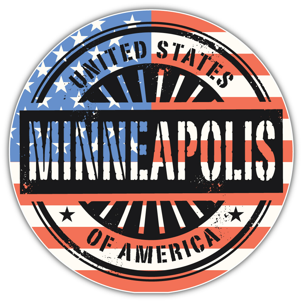 Minneapolis USA State Flag Grunge Emblem Car Bumper Sticker Decal ...