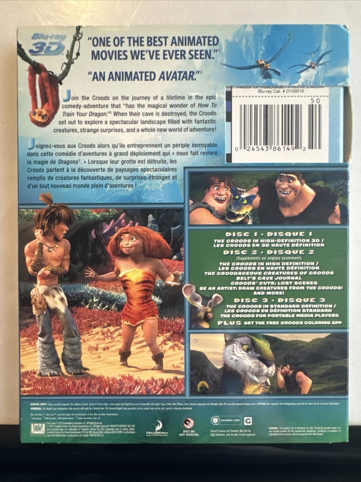 The Croods 3D (Blu-ray/DVD, 2013, 3-Disc Set, Canadian )Rare Slipcover ...