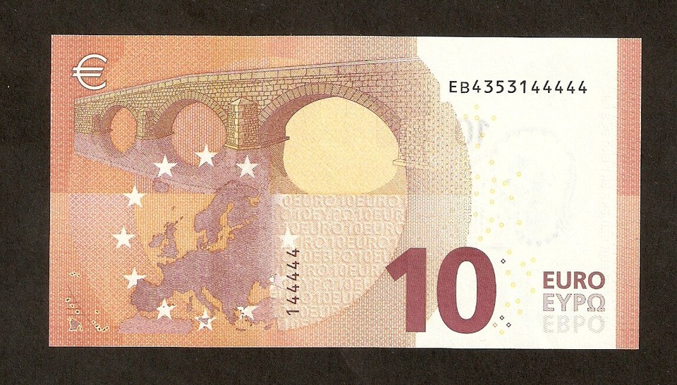2014 European Union ( France ) €10 Euro ( Fancy Serial Number 44444 ...